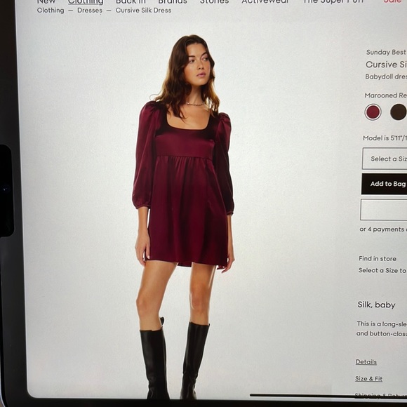 Aritzia | Dresses | Aritzia Sunday Best Cursive Silk Dress In Marooned ...